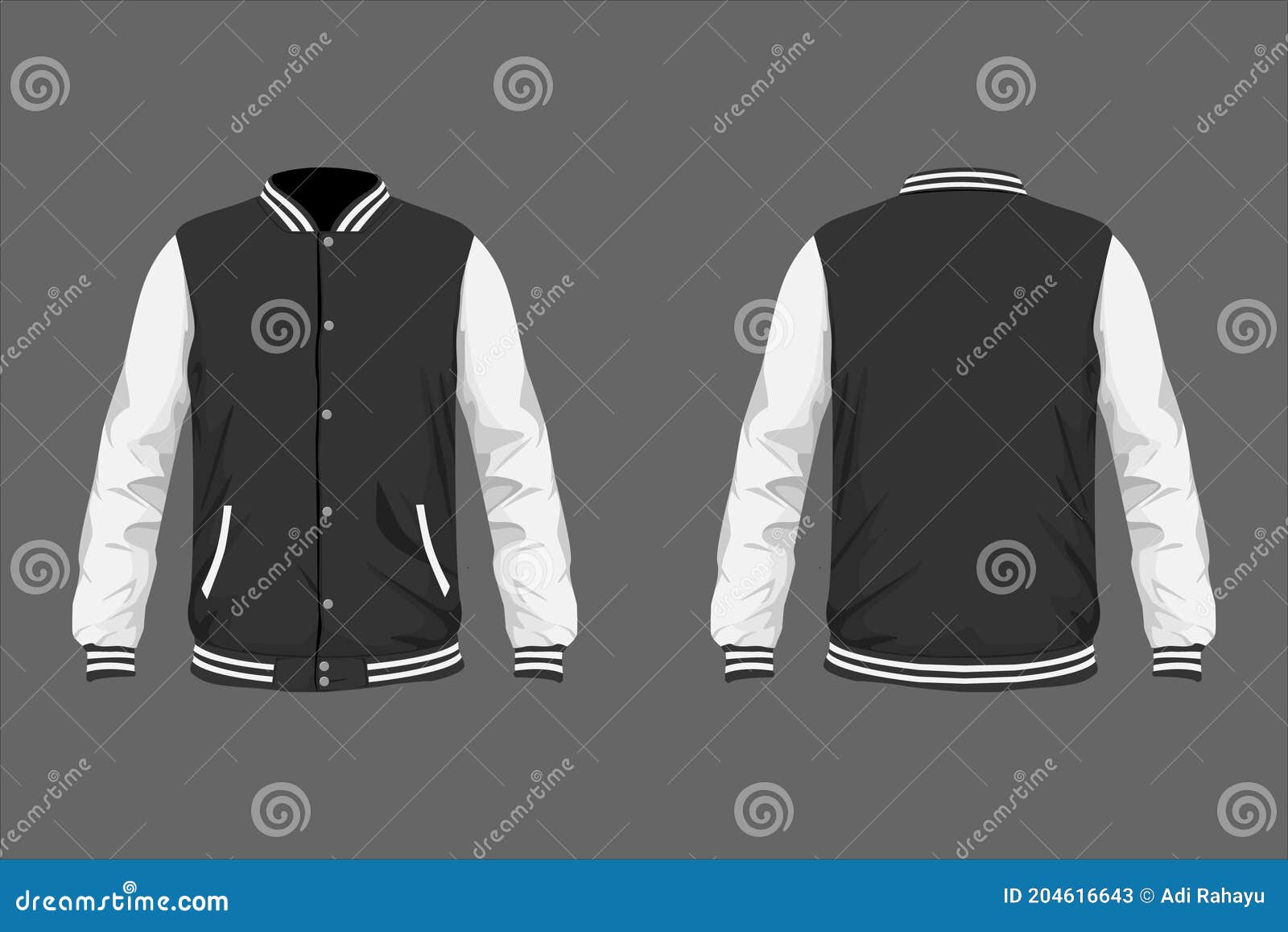 Varsity Jacket Grey and White Mockup Stock Vector - Illustration of ...