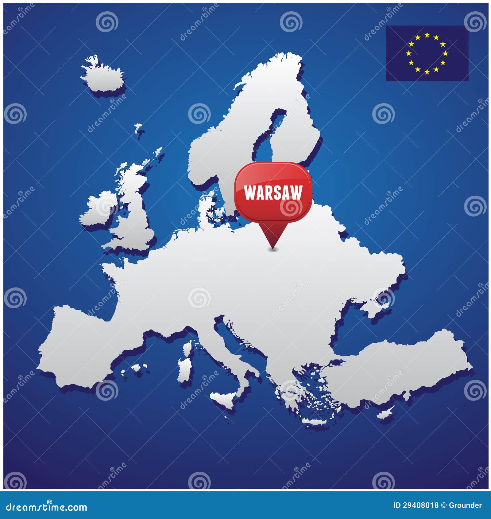Varsovia en mapa europeo ilustración del vector. Ilustración de italia ...