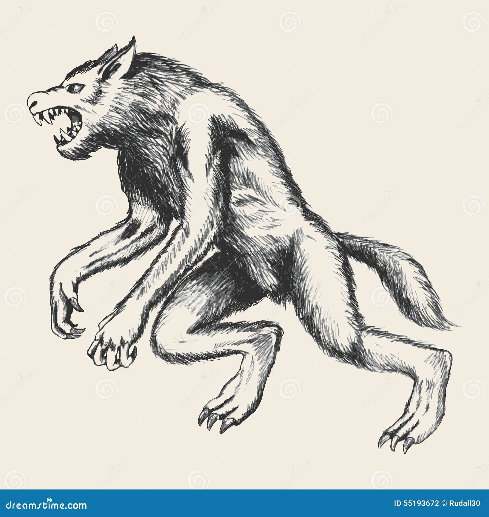 Varulven skissar vektor illustrationer. Illustration av osynligt - 55193672