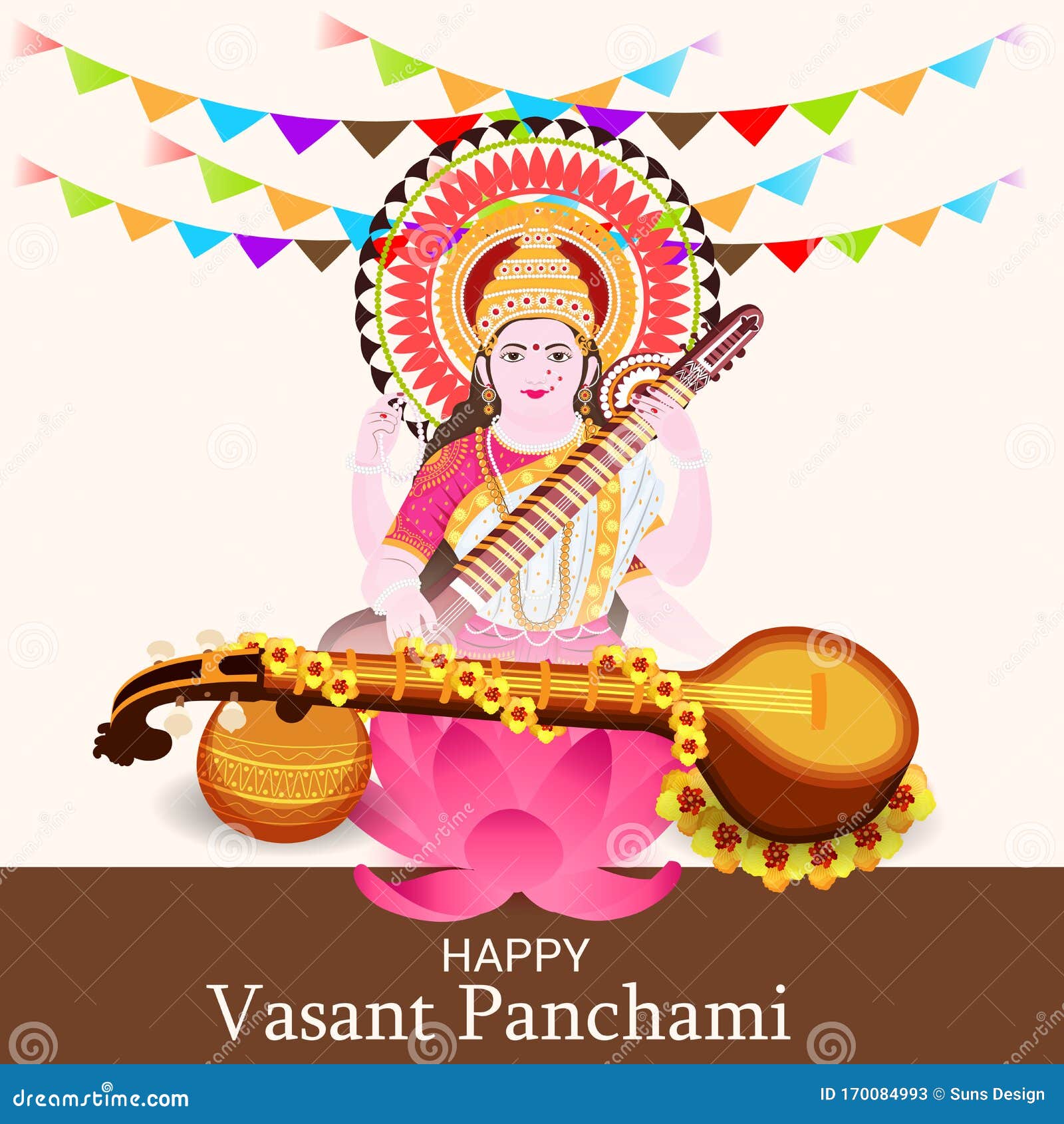 Happy Vasant Panchami. stock illustration. Illustration of card - 170084993