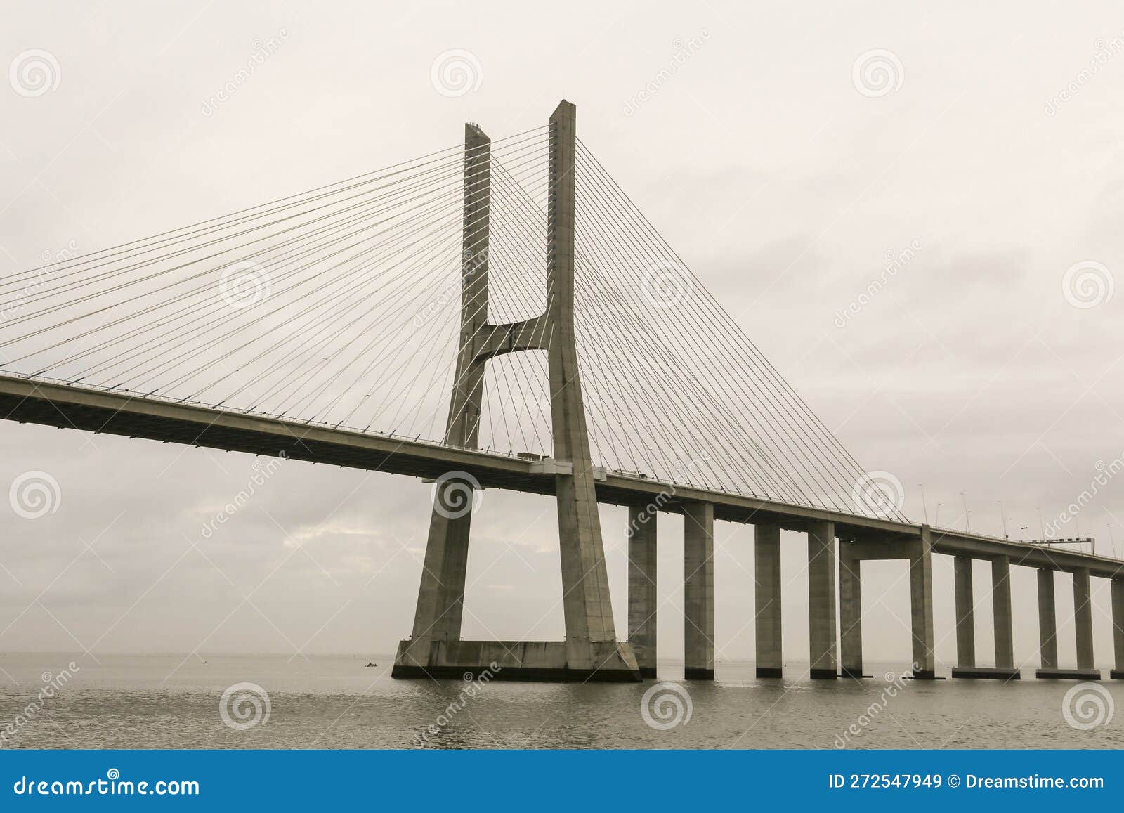 The Vasco Da Gama Bridge on a Cloudy Day Stock Image - Image of famous ...