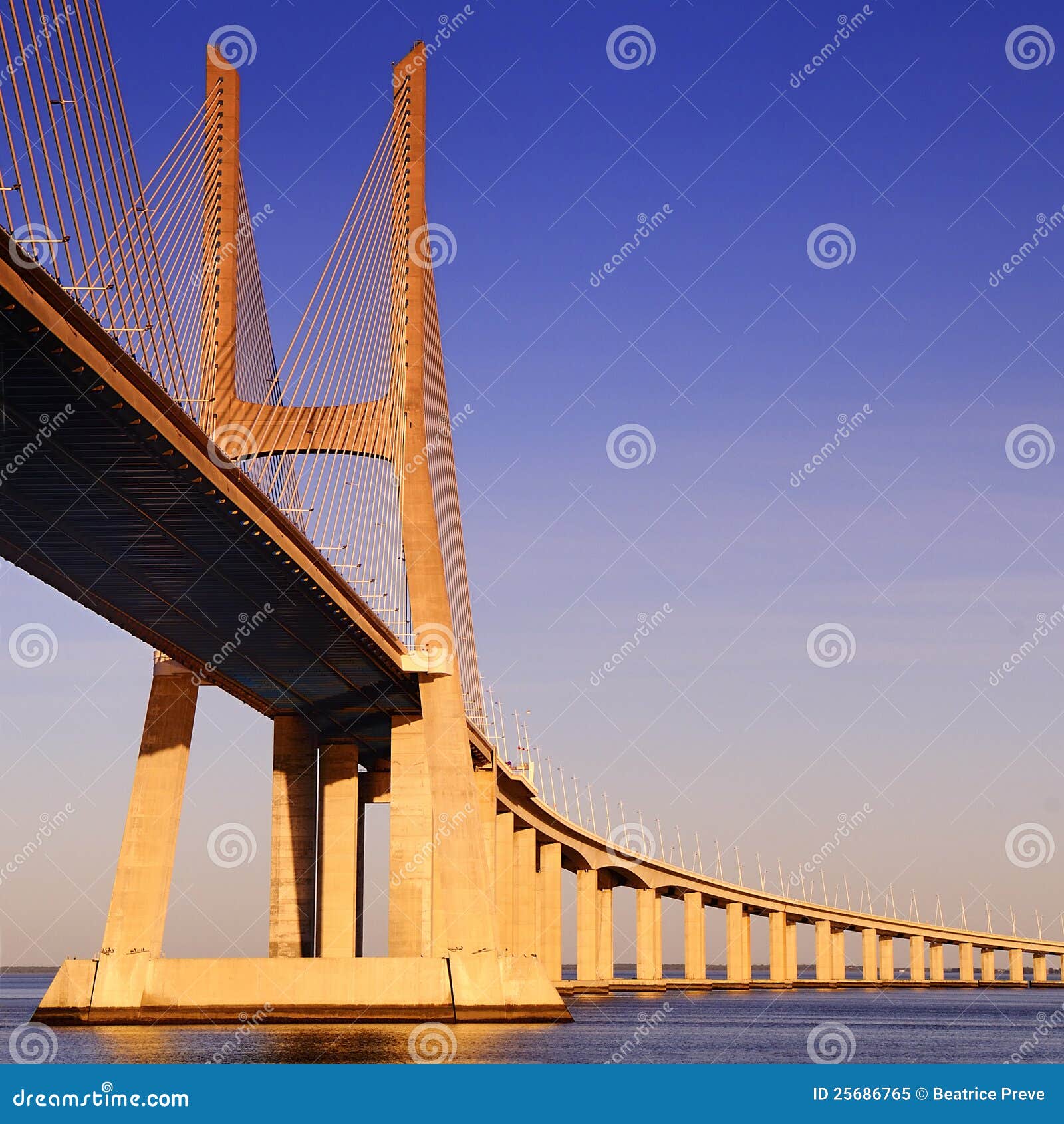 Vasco Da Gama Bridge, Lisbon, Portugal Stock Image - Image of viaduct ...
