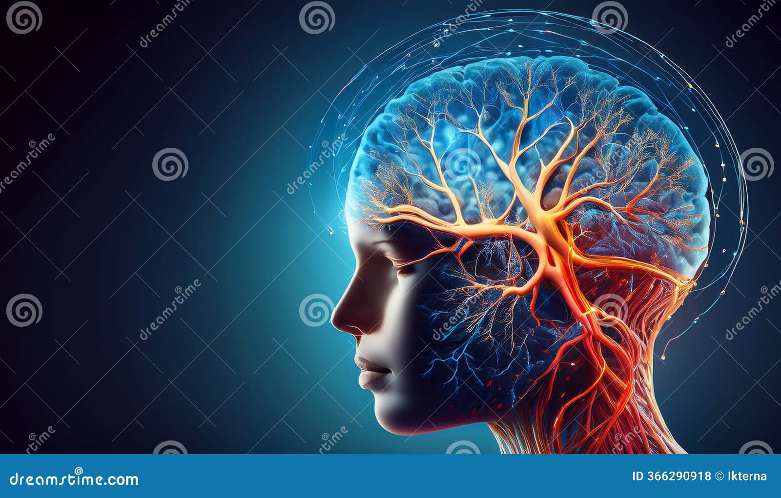 The Vascular System Of The Brain With Arteries And Veins Royalty-Free ...