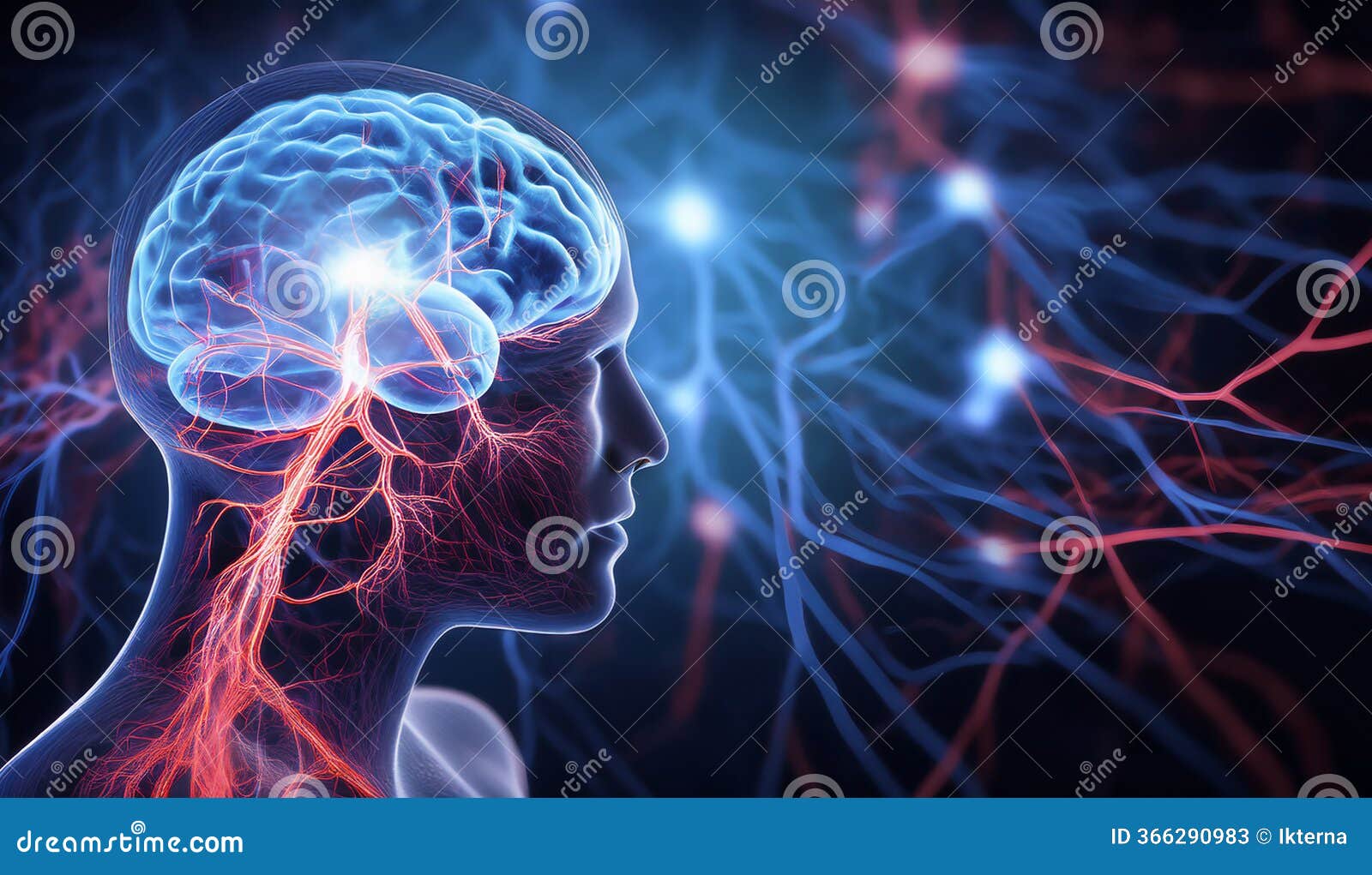 The Vascular System Of The Brain With Arteries And Veins Royalty-Free ...