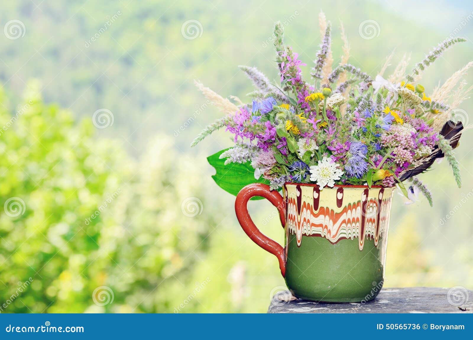 Vase with Beautiful Forest Flowers Stock Photo - Image of background ...