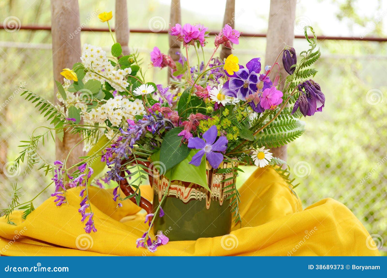 Vase with Beautiful Forest Flowers Stock Image - Image of flowers ...