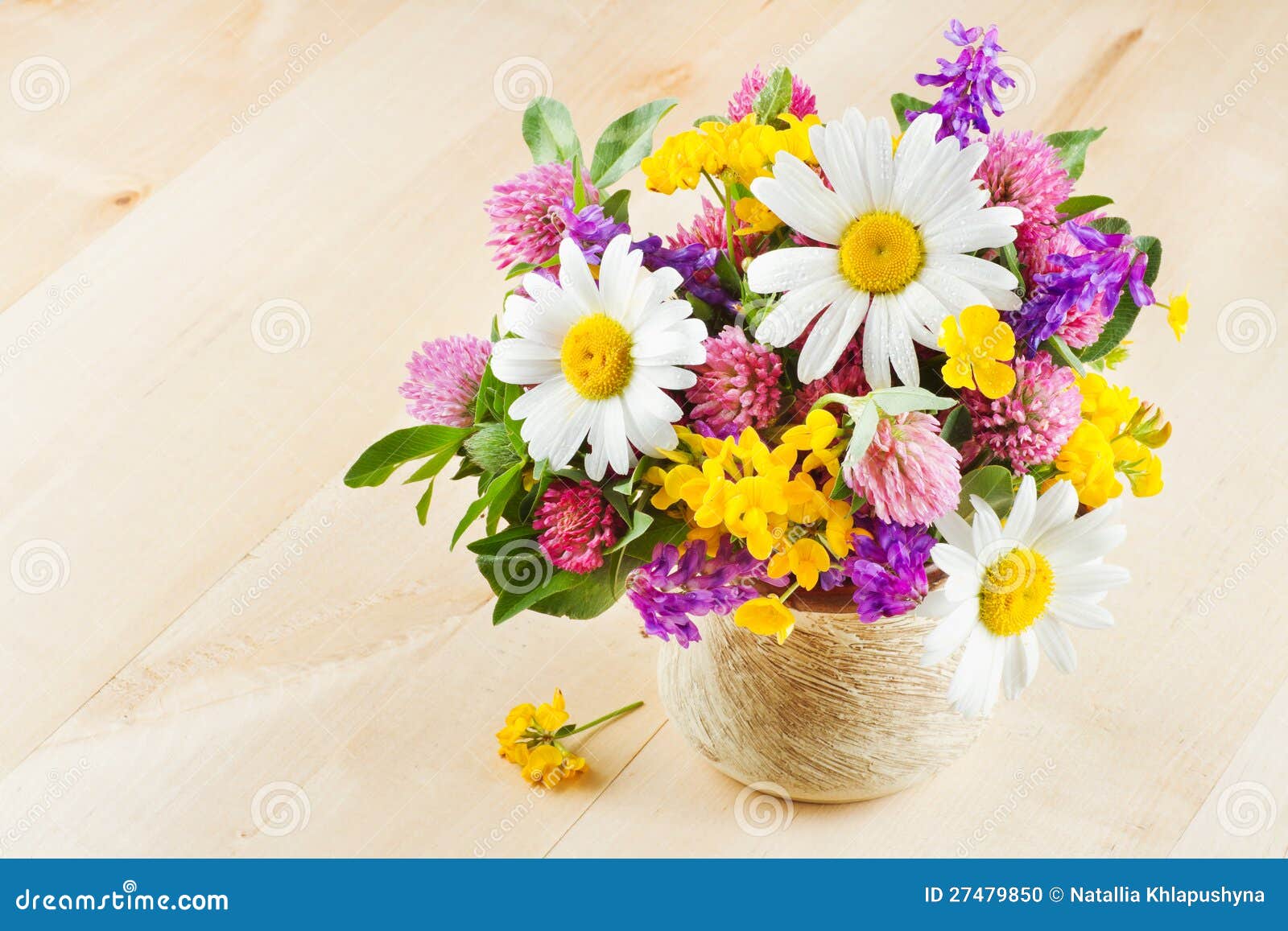 Vase with Bouquet of Flowers and Healing Herbs Stock Photo - Image of ...