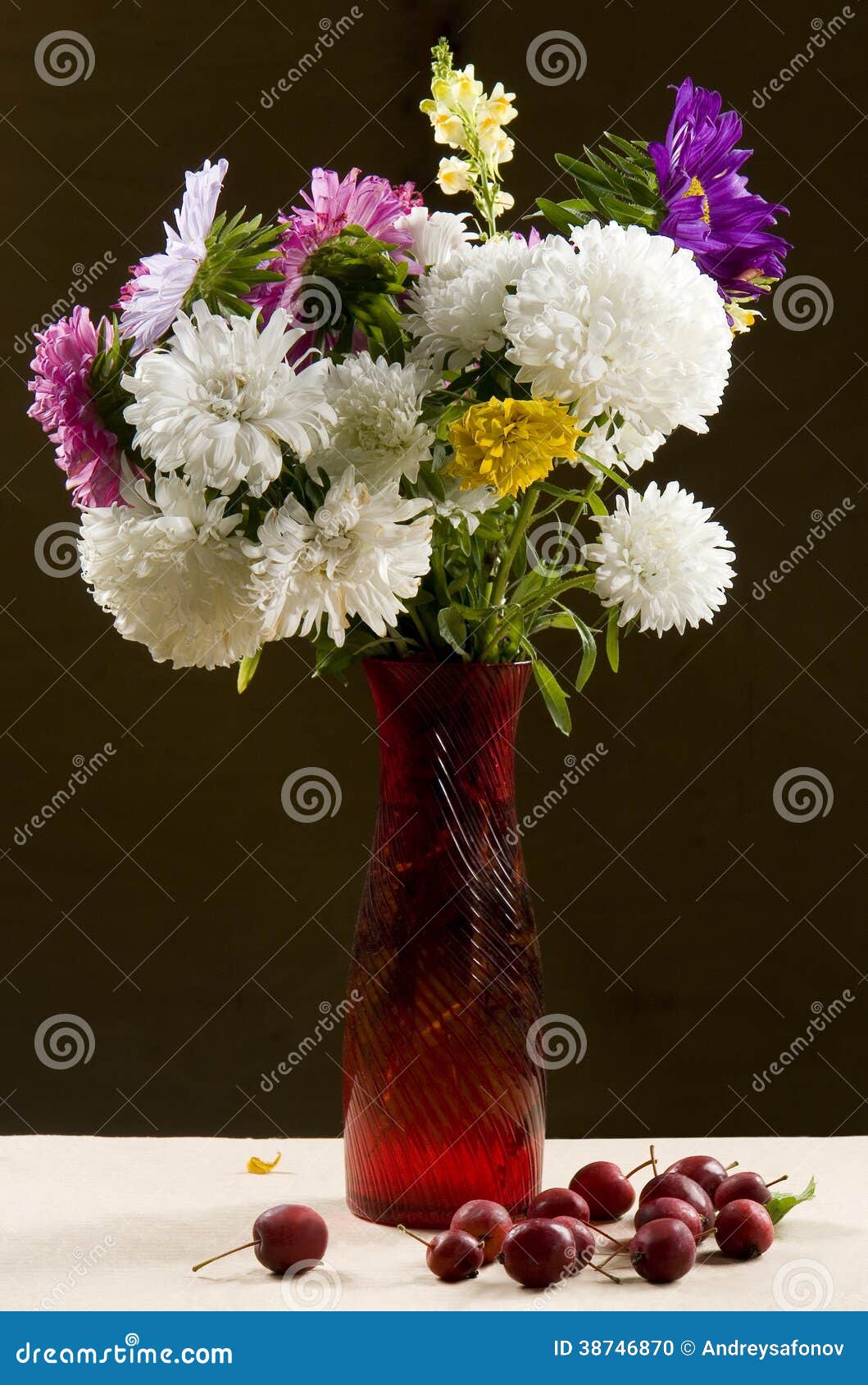 Vase with a Bouquet of Multicolored Aster Stock Photo - Image of nature ...