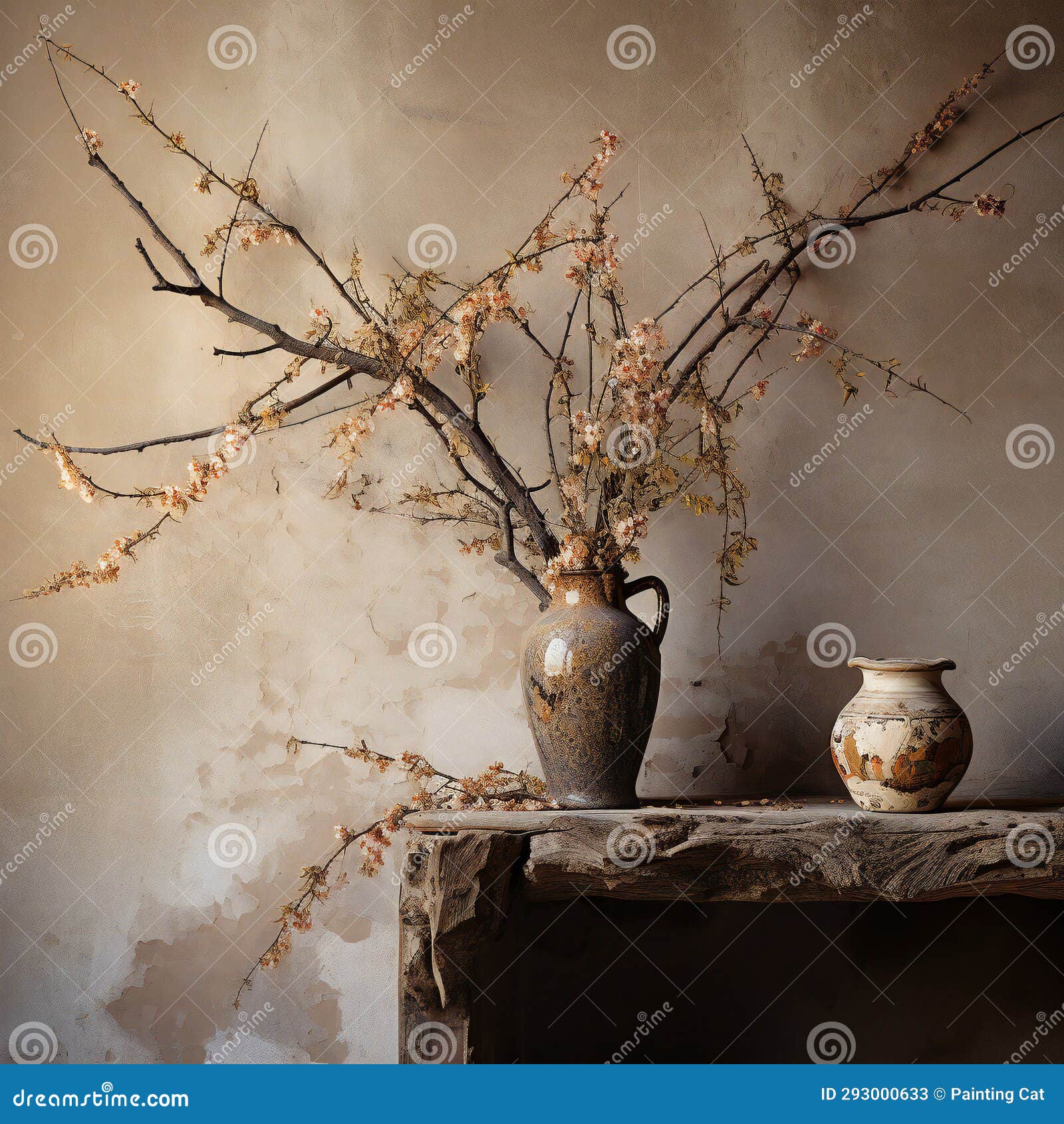 Vase with a Branch of a Blossoming Tree in a Vase Stock Illustration ...