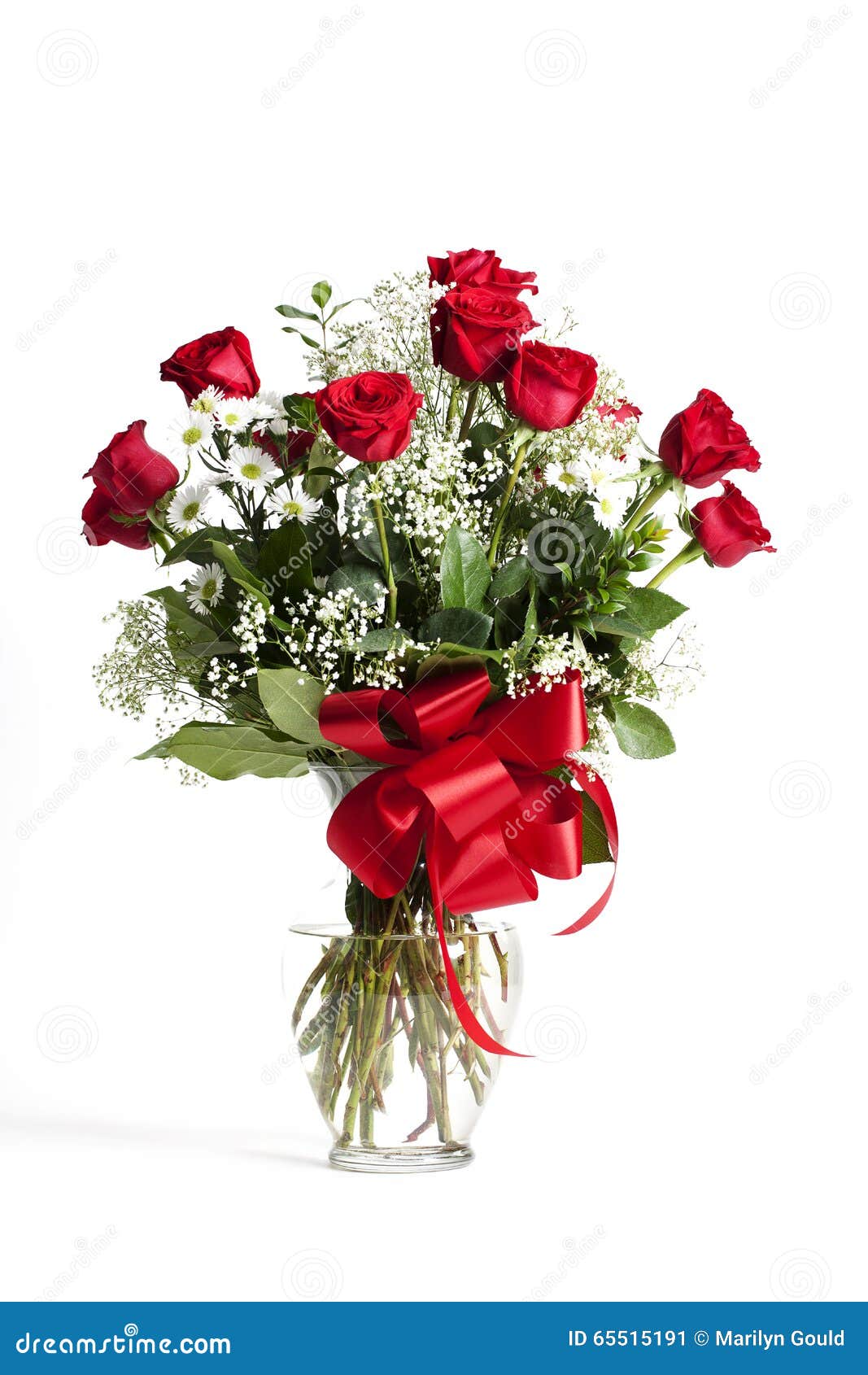 Vase En Verre De Roses Rouges Image stock - Image du lames, marguerite ...