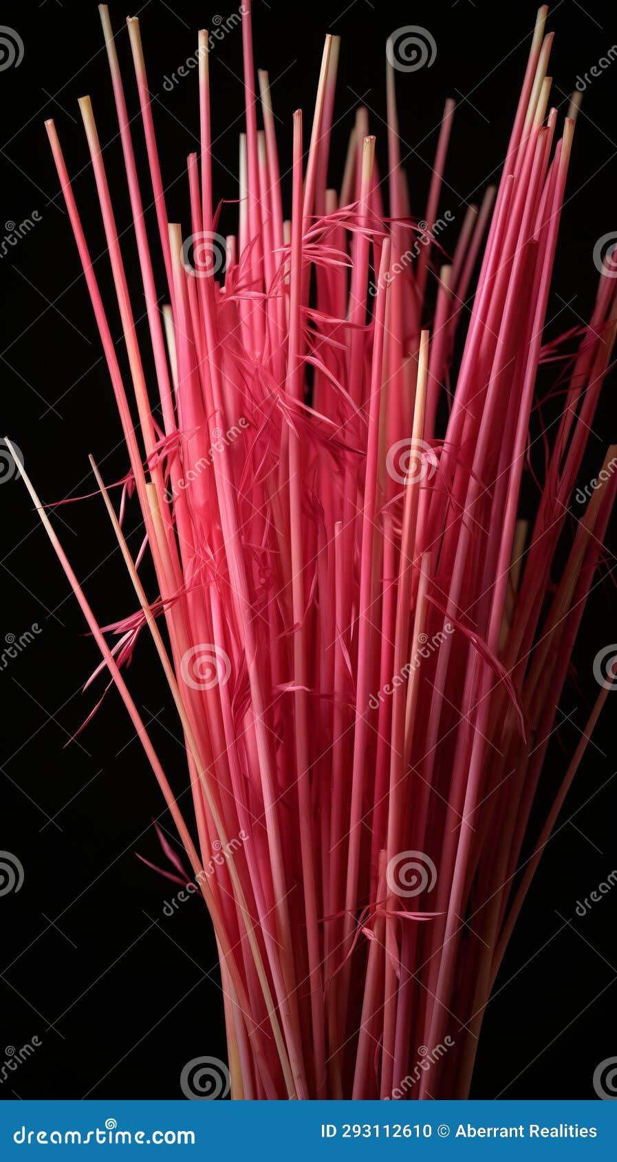 A Vase Filled with Pink Sticks Against a Black Background Stock ...