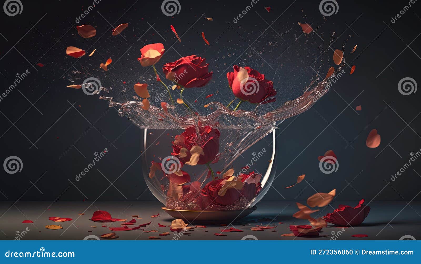 A Vase Filled with Water and Red Roses Floating in it Stock ...