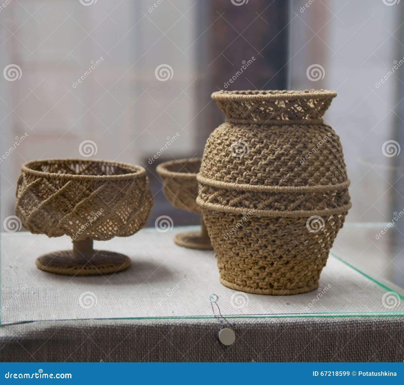 Vase Made in the Technique of Macrame Stock Image - Image of utensils ...