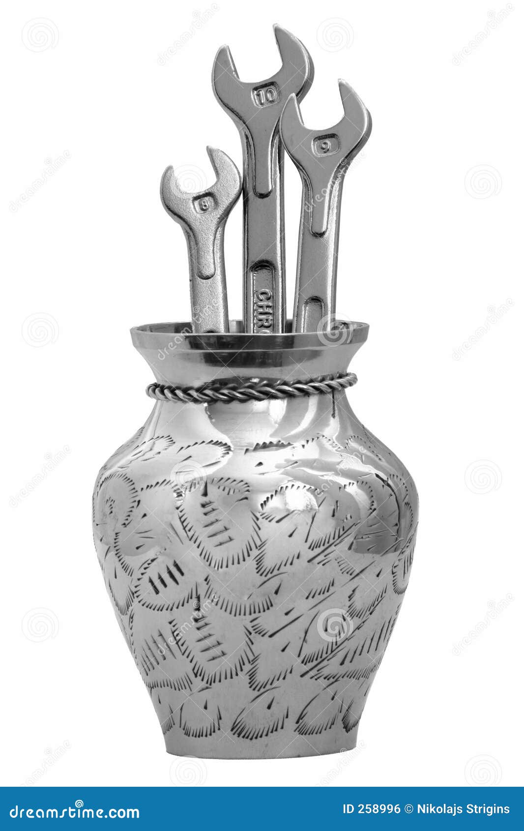 Vase with spanners stock photo. Image of plate, tools, fixing - 258996