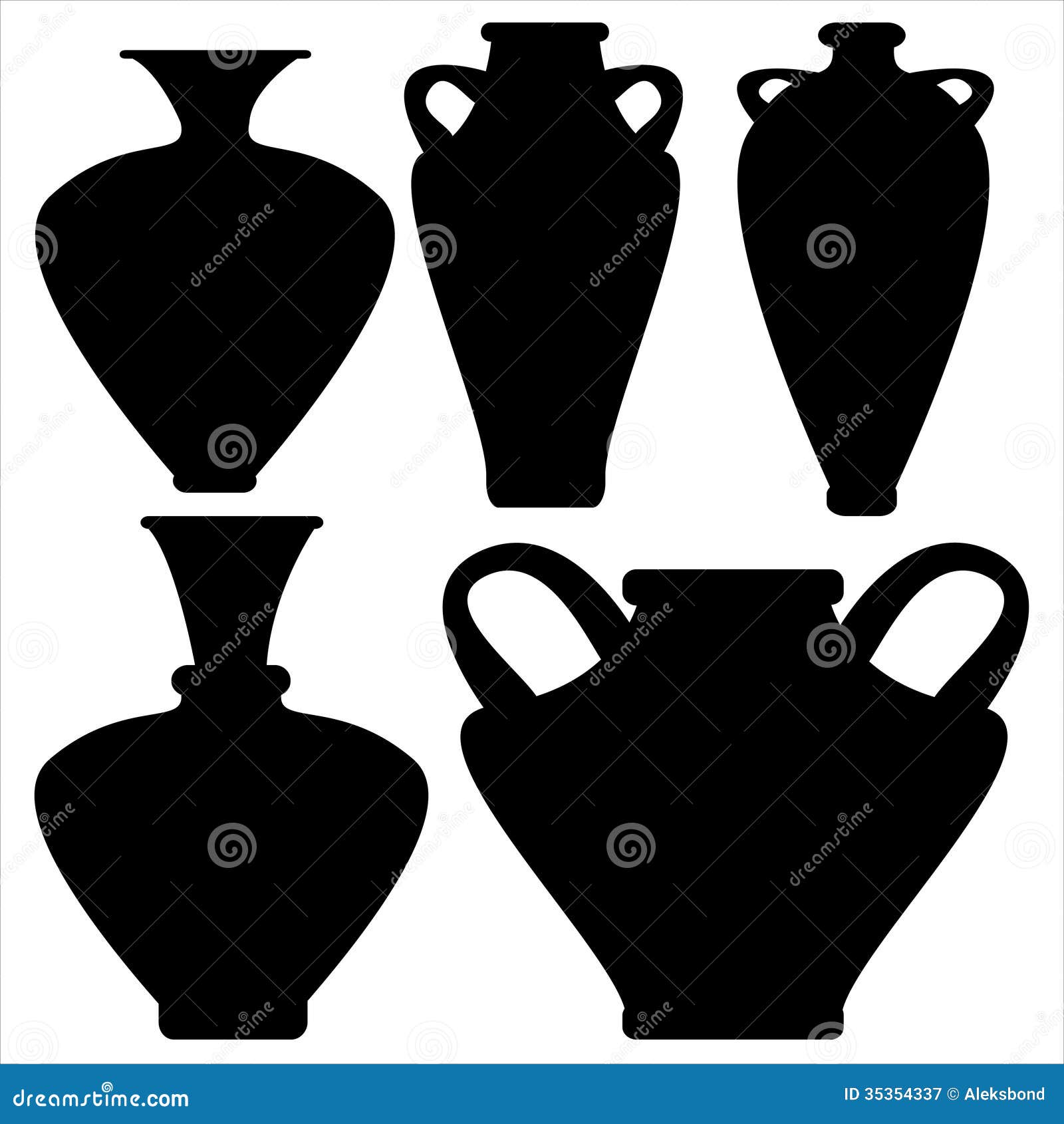 Vases Icons Set, Pottery Collection On White Background With Shadow ...