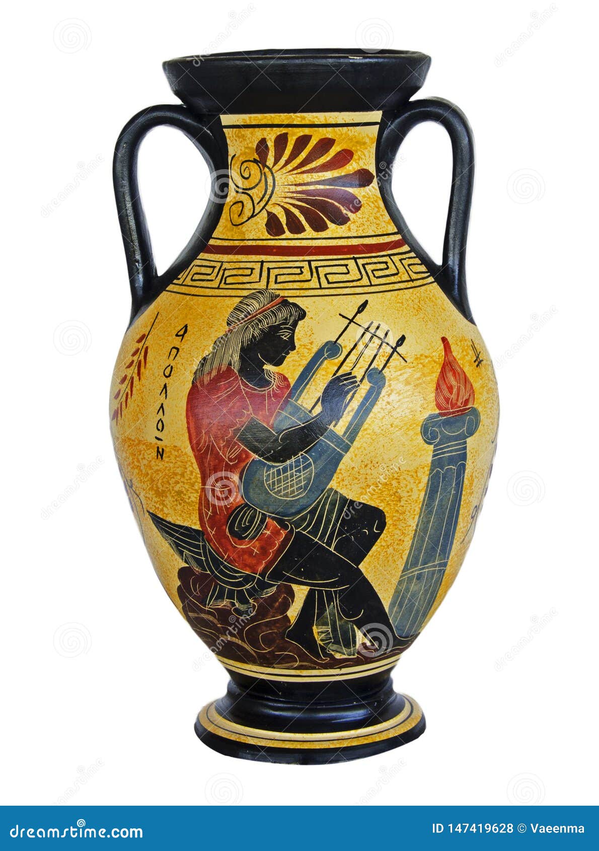 Vaso Greco Isolato Su Bianco Fotografia Stock - Immagine di archeologia ...