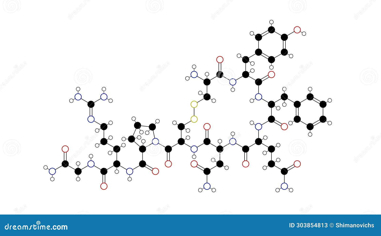 Vasopressin Molecule, Structural Chemical Formula, Ball-and-stick Model ...