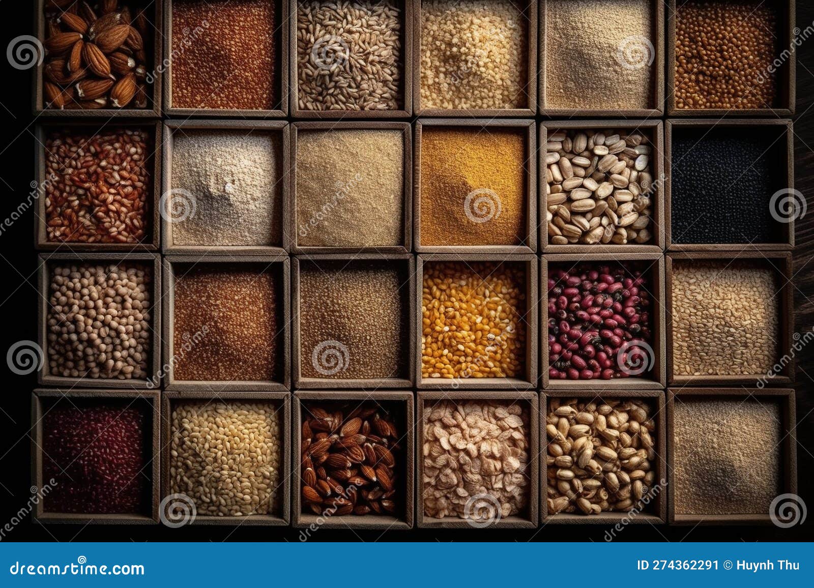 A Vast Array of Different Grains Flavors in Open Square Containers AI ...