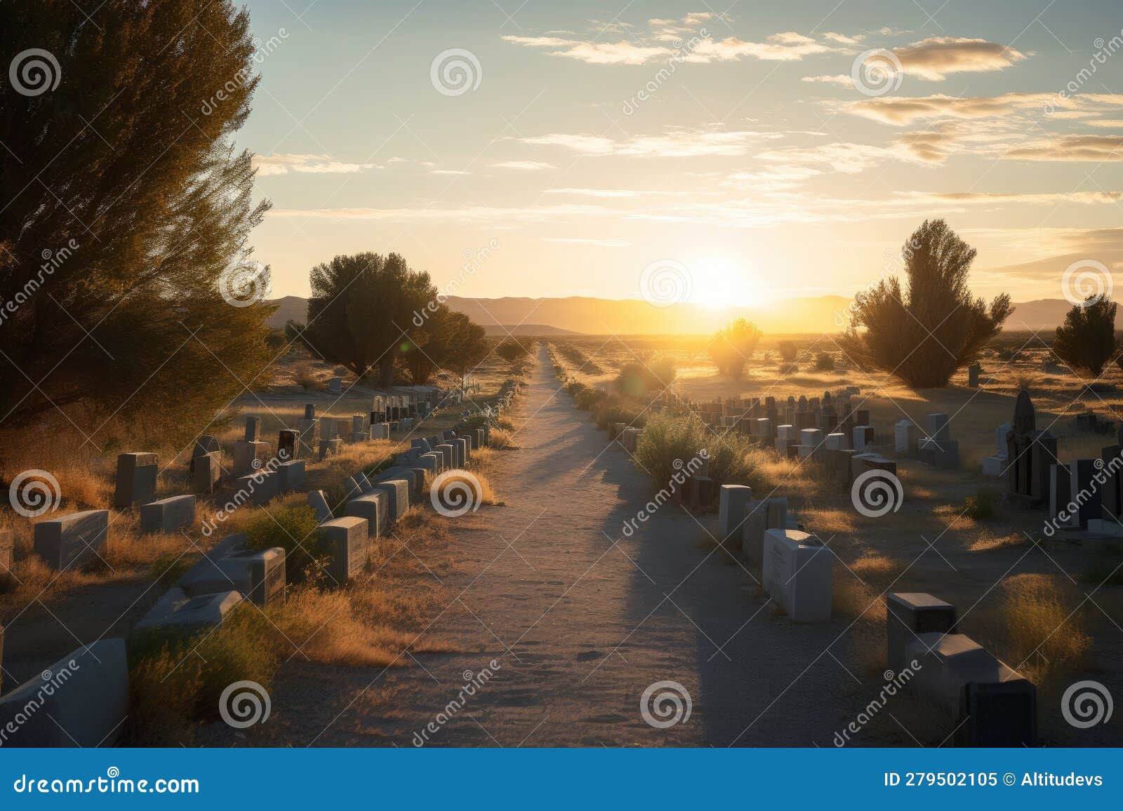 Vast Cemetery, With Rows Of Headstones Stretching Into The Distance ...