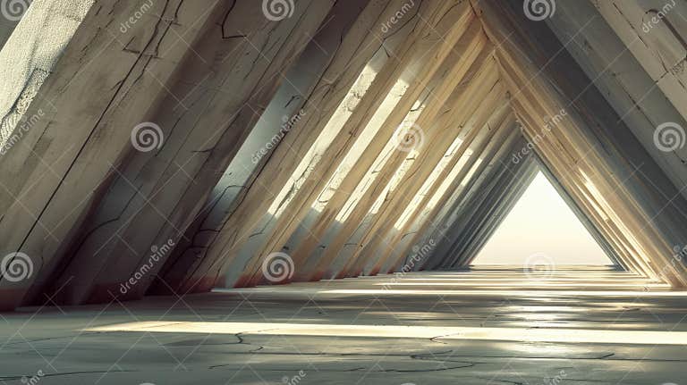 A Vast Concrete Compound Bathed in Light and Shadow, Creating a ...