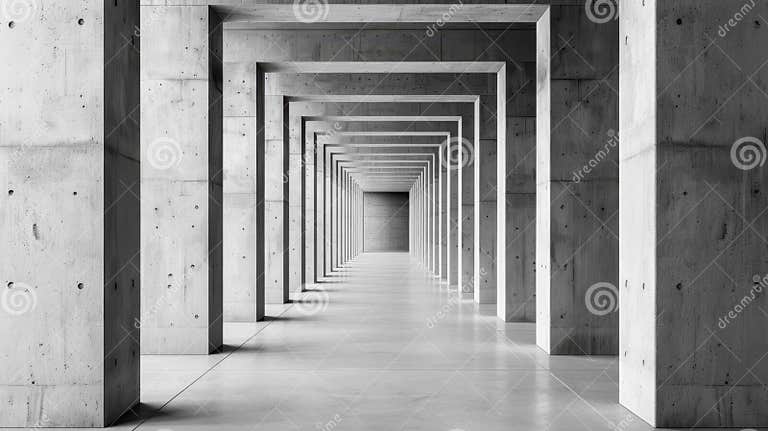 A Vast Concrete Compound Bathed in Light and Shadow, Creating a ...