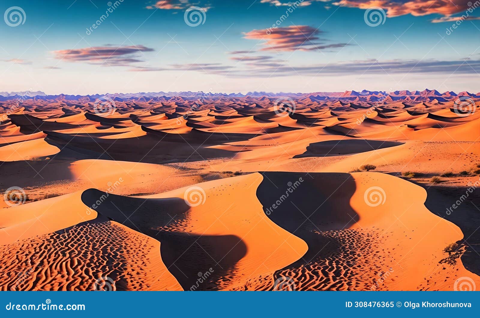 A Vast Desert Expanse With Rolling Dunes Under A Sunny Sky. Generative ...