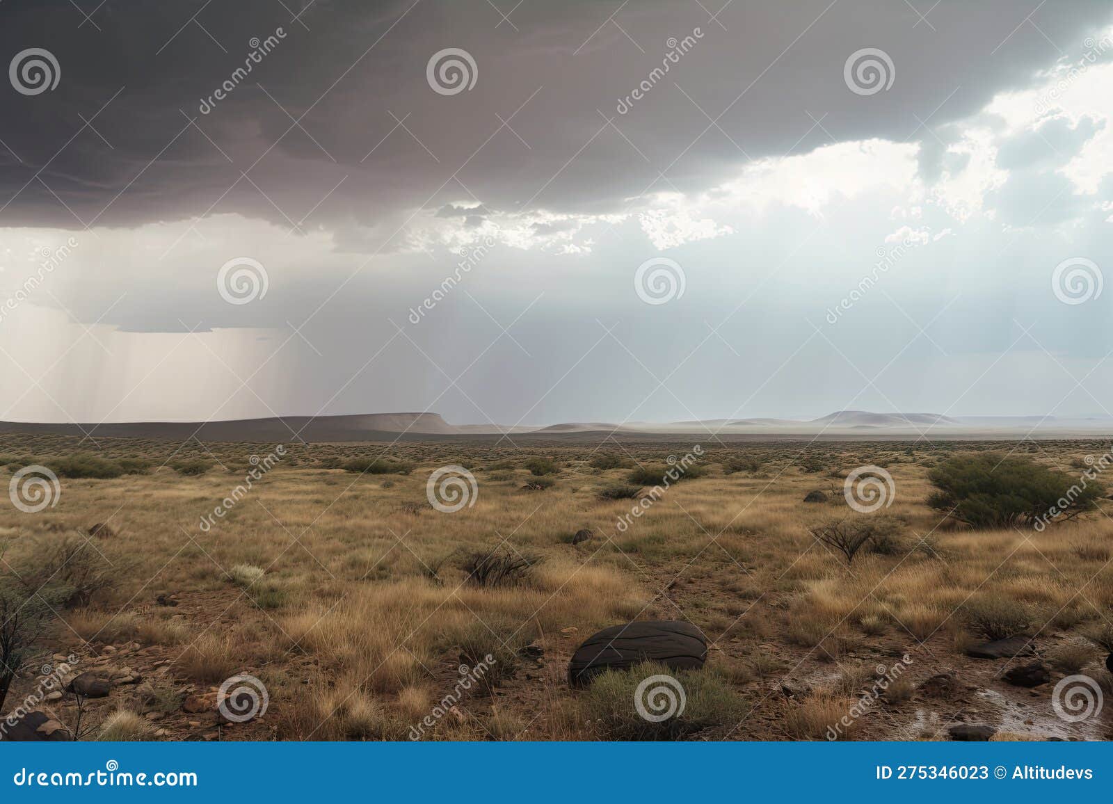 Vast Desert, with Storm Clouds Rolling in and Bringing Heavy Rain Stock ...