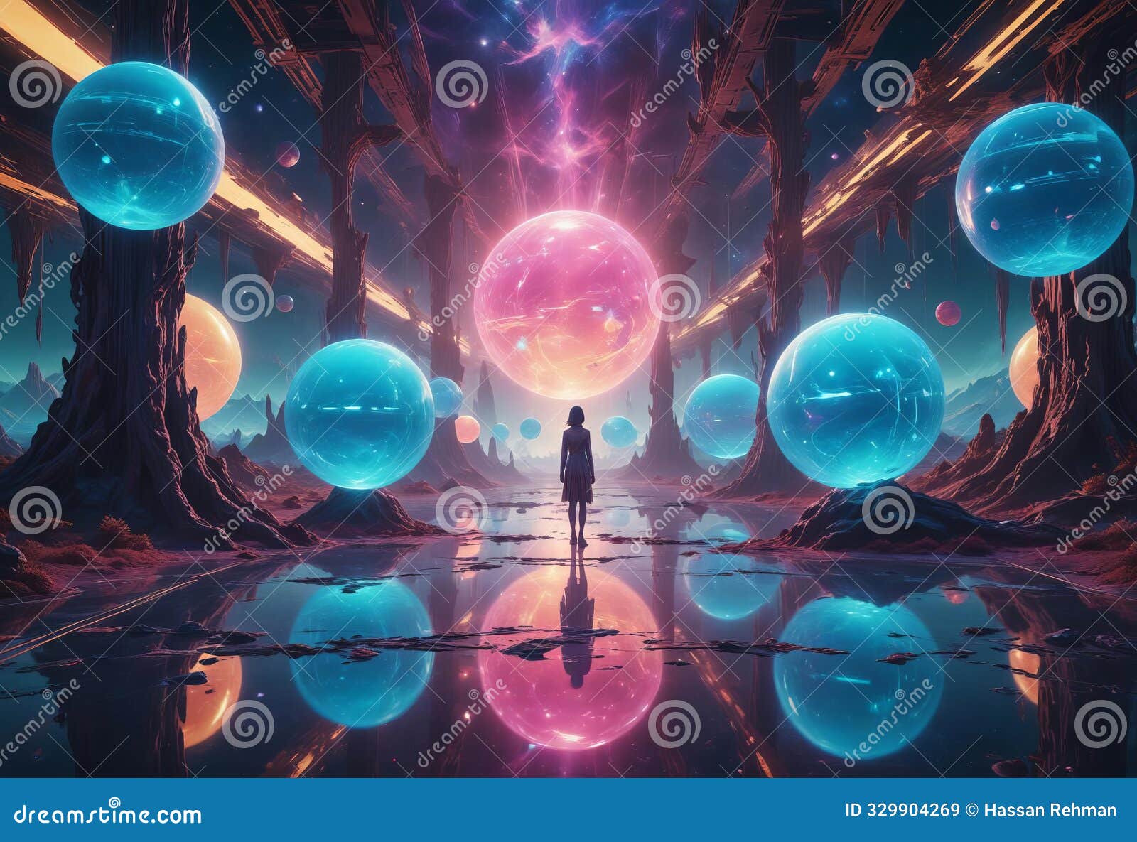 A Vast, Empty, Surreal Space Filled with Floating Stock Illustration ...