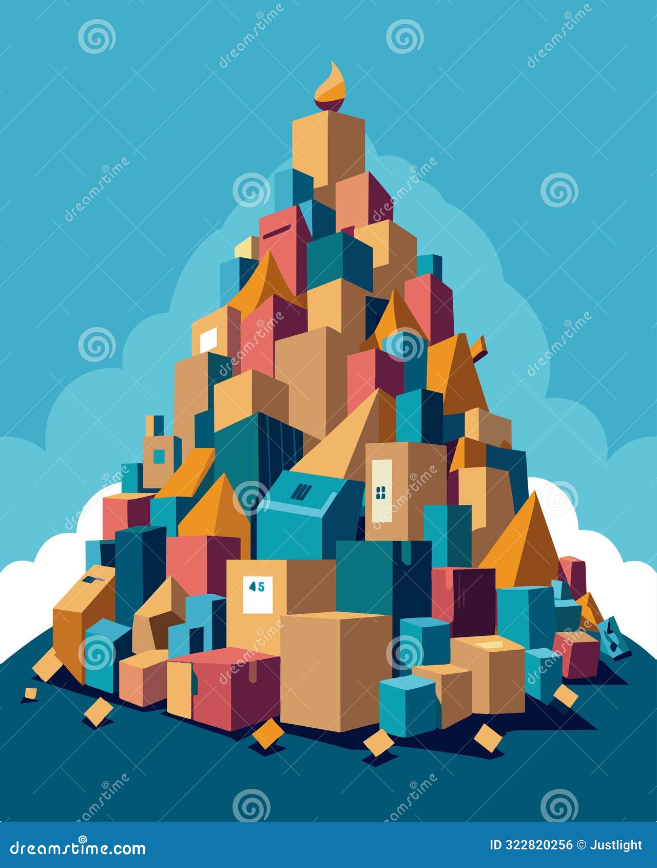 A Vast Expanse of Oversized Packaging Spilling Over the Edges Forming a ...