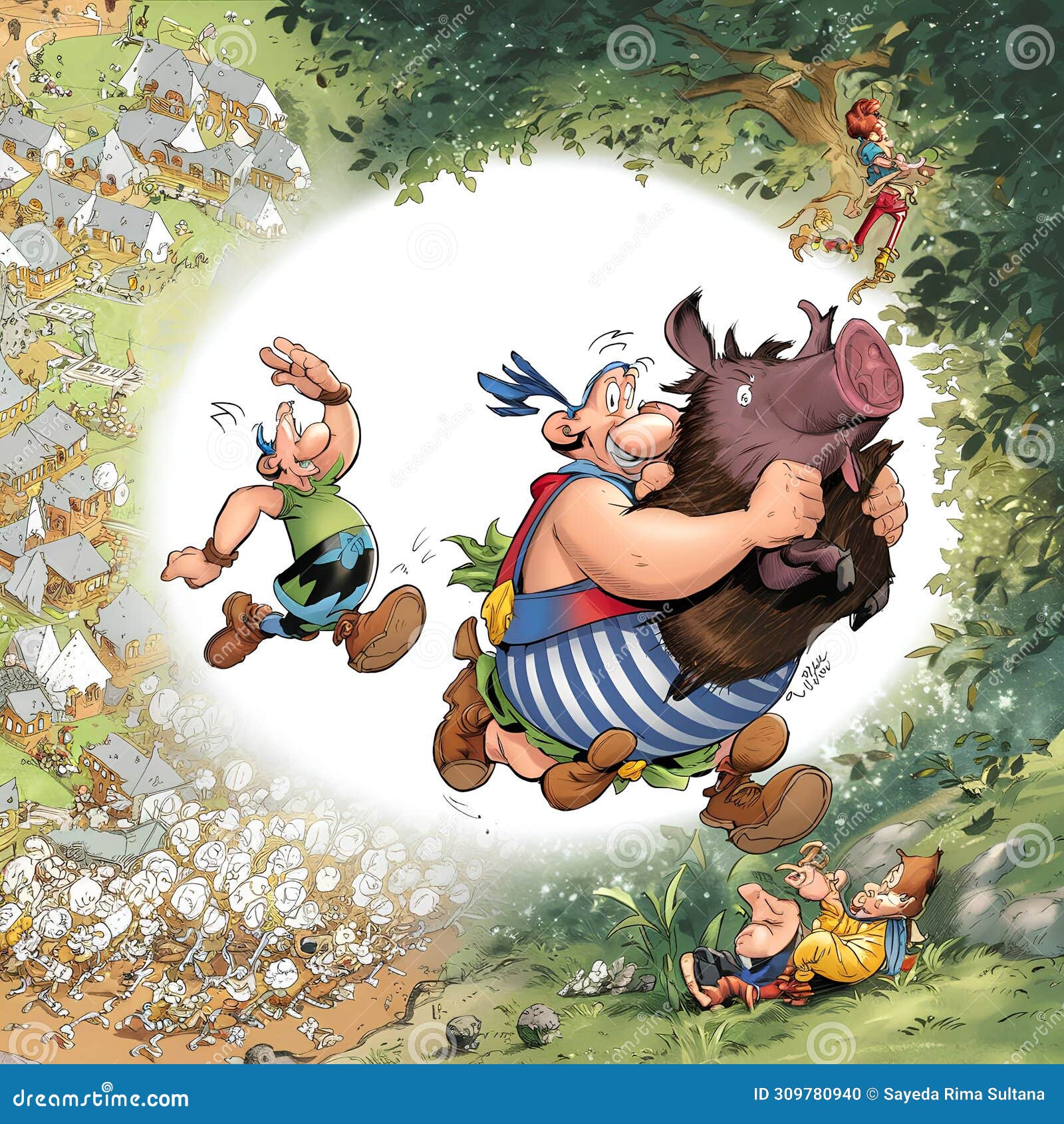 Asteroid and Bollix Massive Wild Boar AI Generated Stock Illustration ...