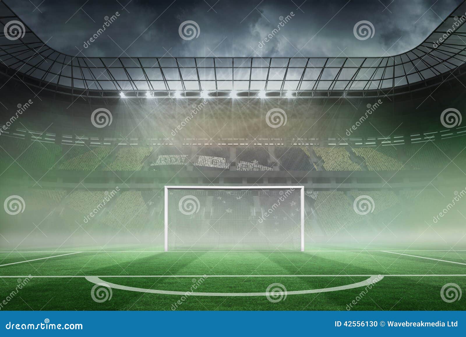 Vast Football Stadium with Goal Stock Illustration - Illustration of ...