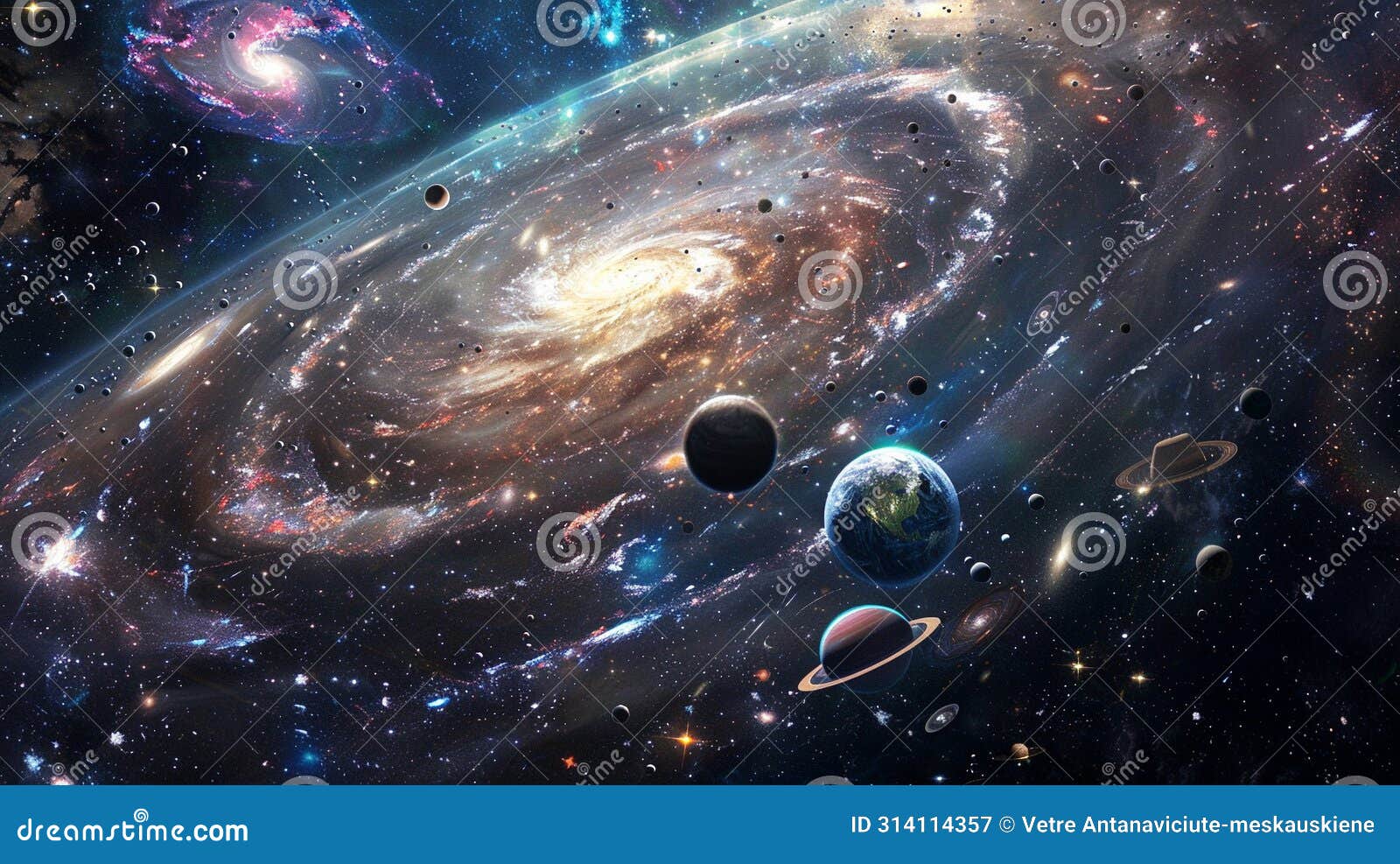 Vast Galaxy and Planetary System Stock Image - Image of artwork ...
