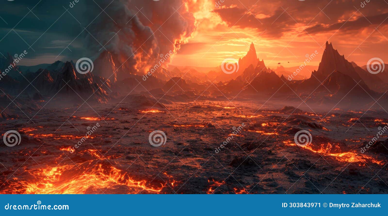 Vast Hellscape Where Fire Is Visible, Beautiful And Eerie Landscapes ...