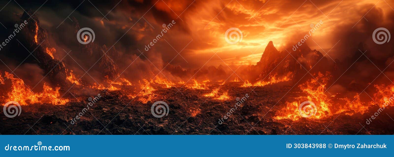 Vast Hellscape Where Fire is Visible, Beautiful and Eerie Landscapes ...
