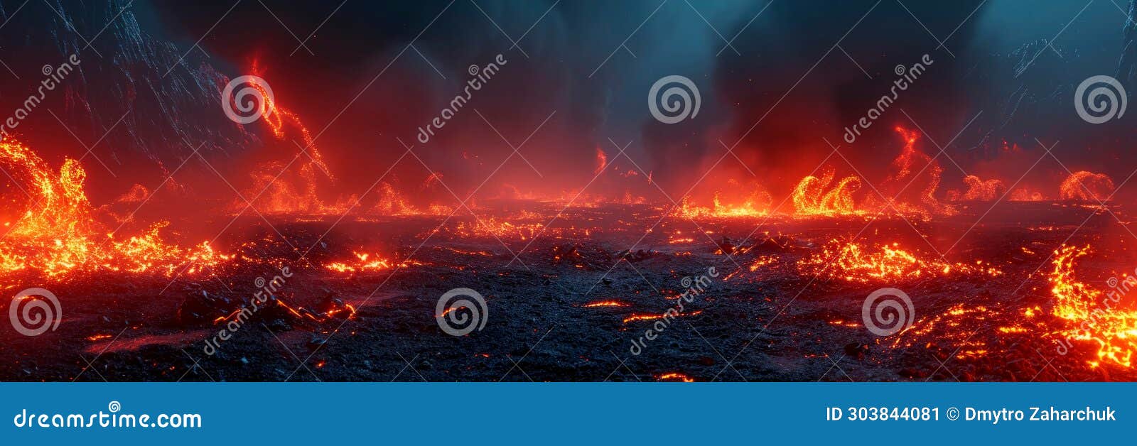 Vast Hellscape Where Fire is Visible, Beautiful and Eerie Landscapes ...