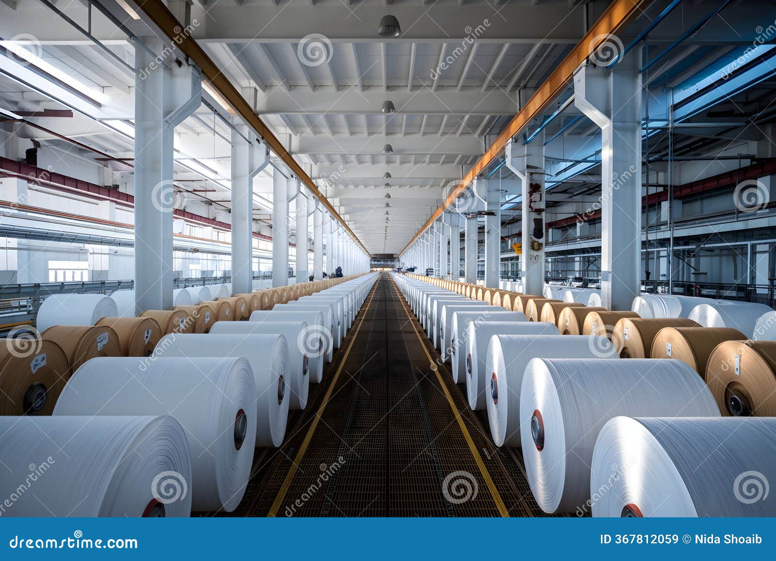 A Textile Mill With Spinning Machines And Looms, Demonstrating The ...