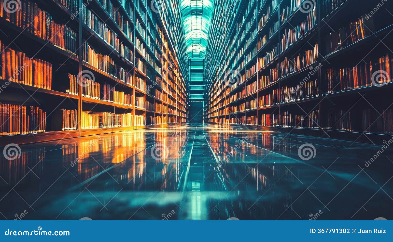 Vast Library With Arched Ceiling And Scattered Books Royalty-Free Stock ...