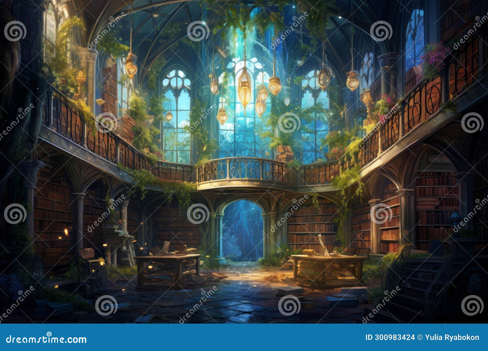 Vast Magic Interior Library. Generate Ai Stock Illustration ...