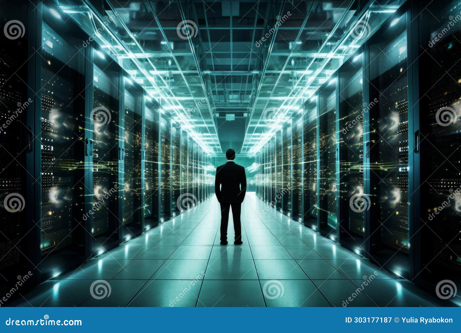 Vast Man Data Center. Generate Ai Stock Image - Image of laptop ...