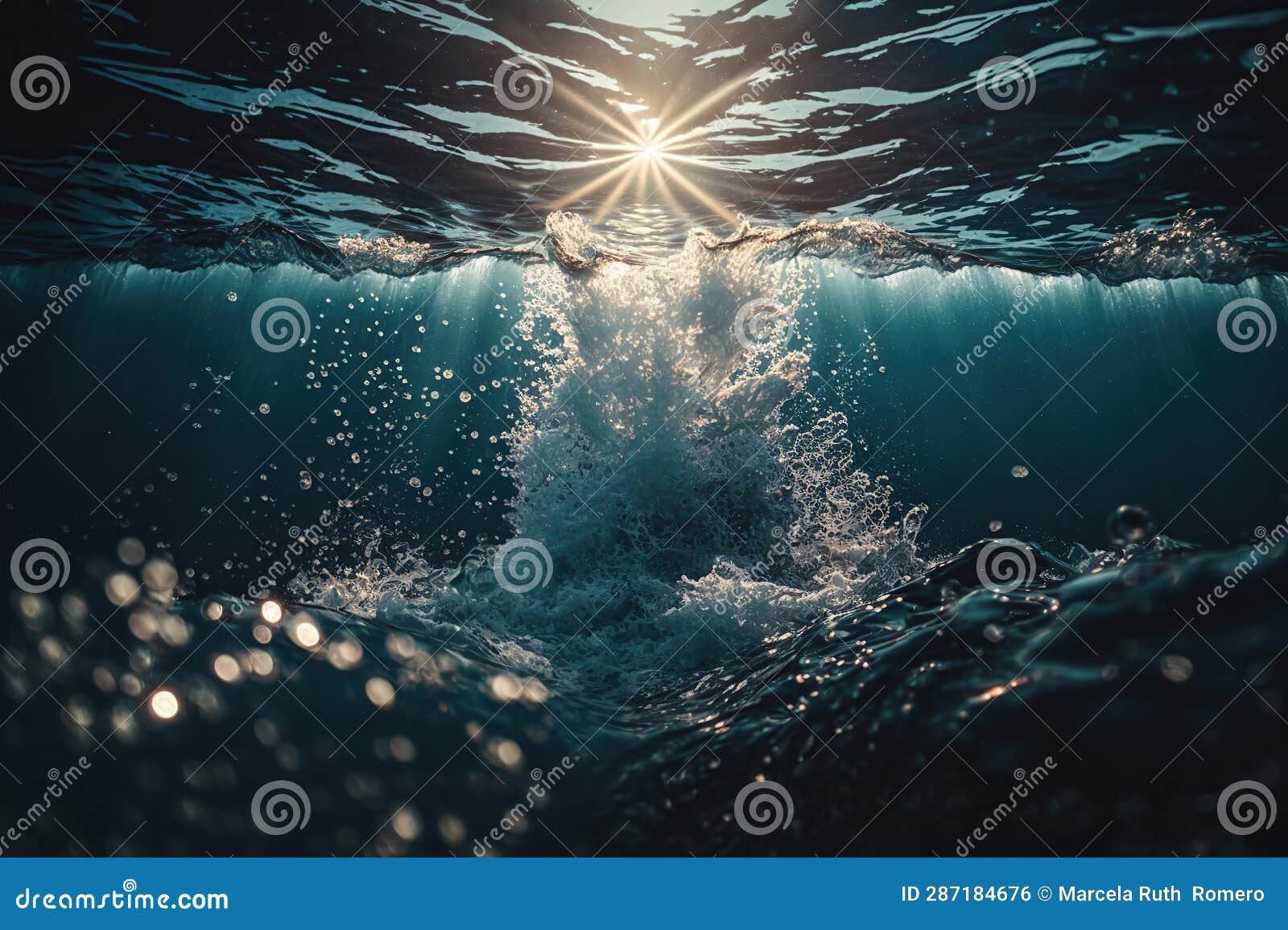 A Vast Ocean with Sparkling Sunbeams. AI Generated Stock Photo - Image ...