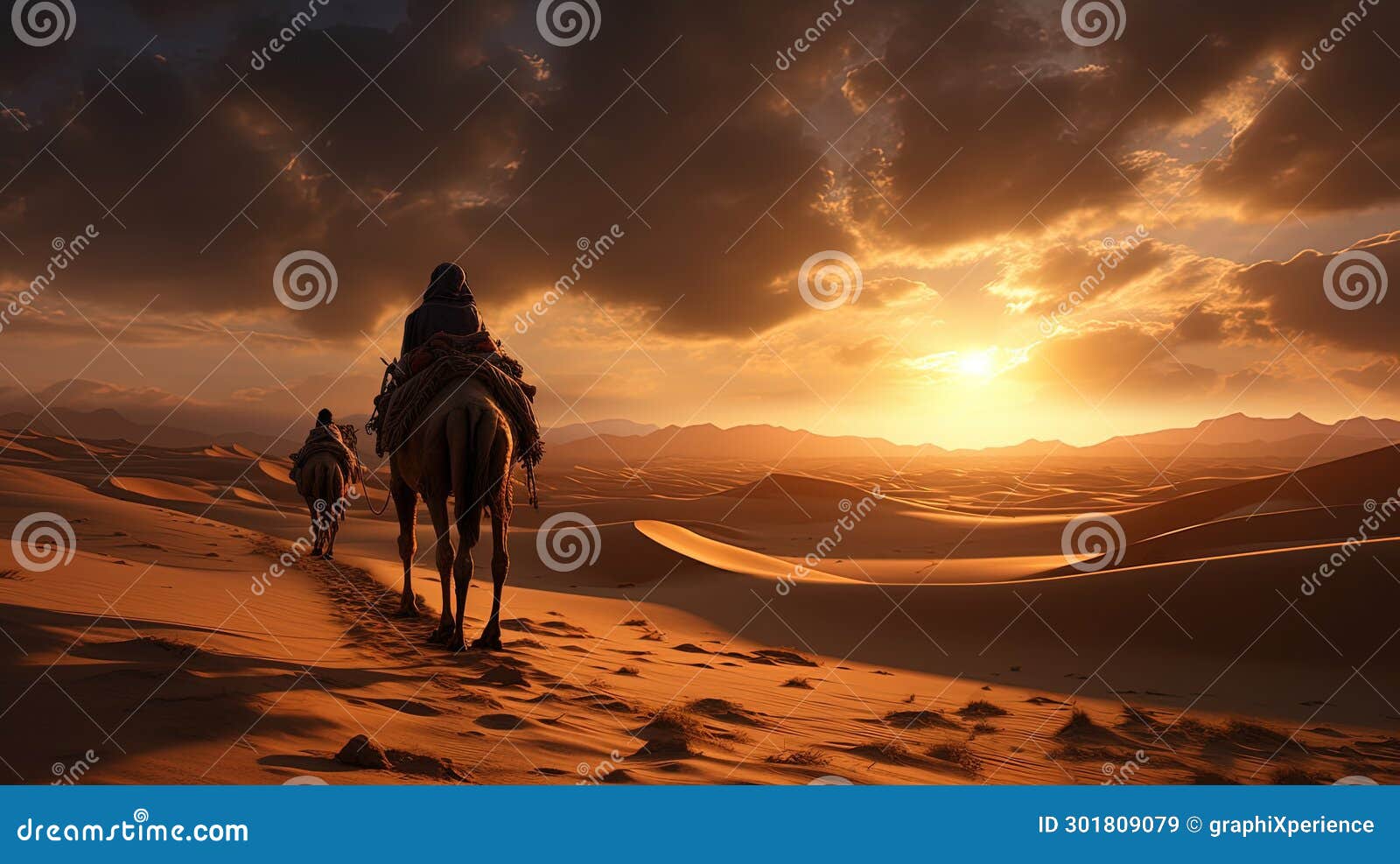 Vast Open Desert Sunrise Nomadic Resilience Stock Illustration ...