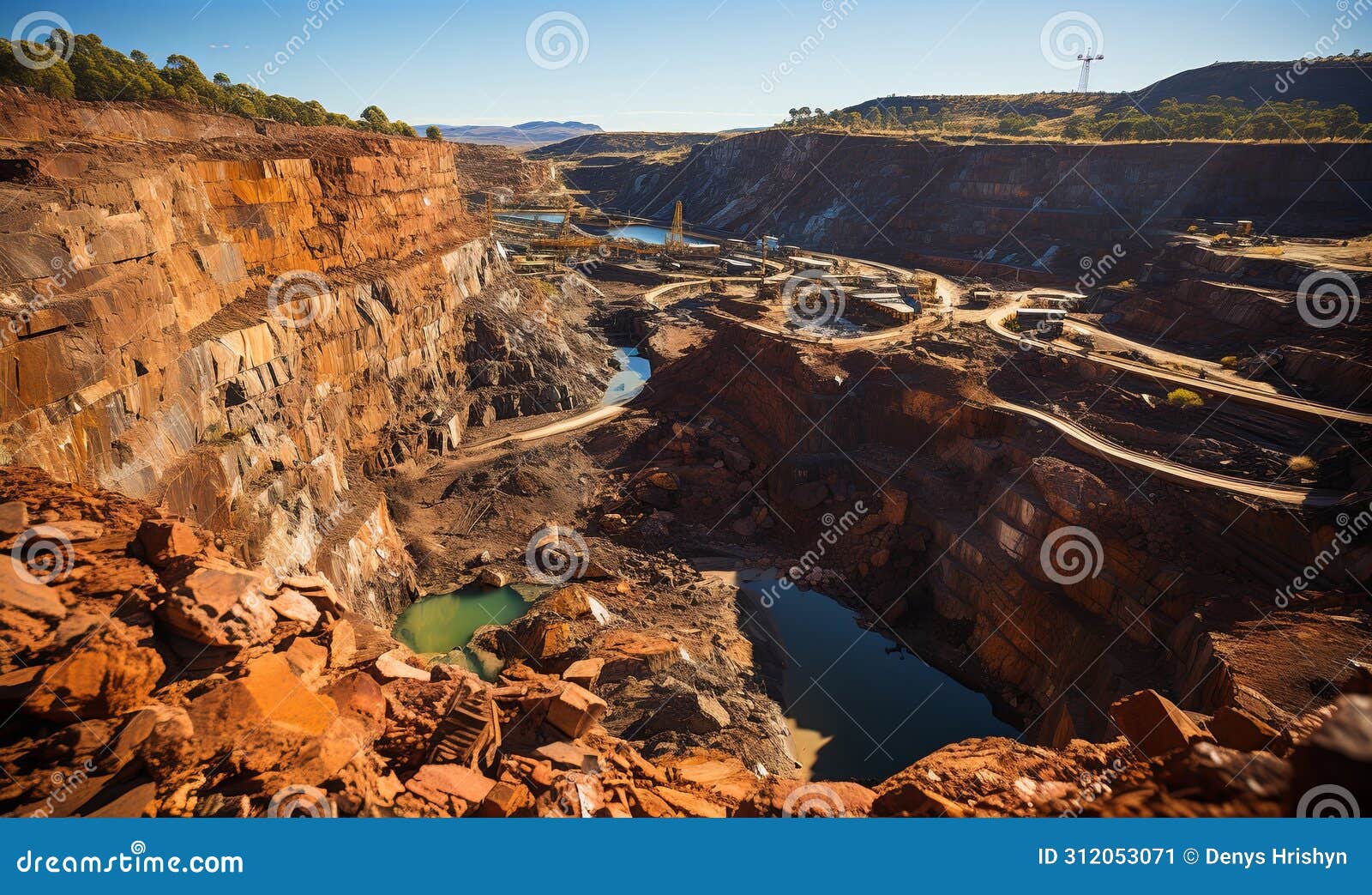 Vast Open Pit with Road stock image. Image of minerals - 312053071