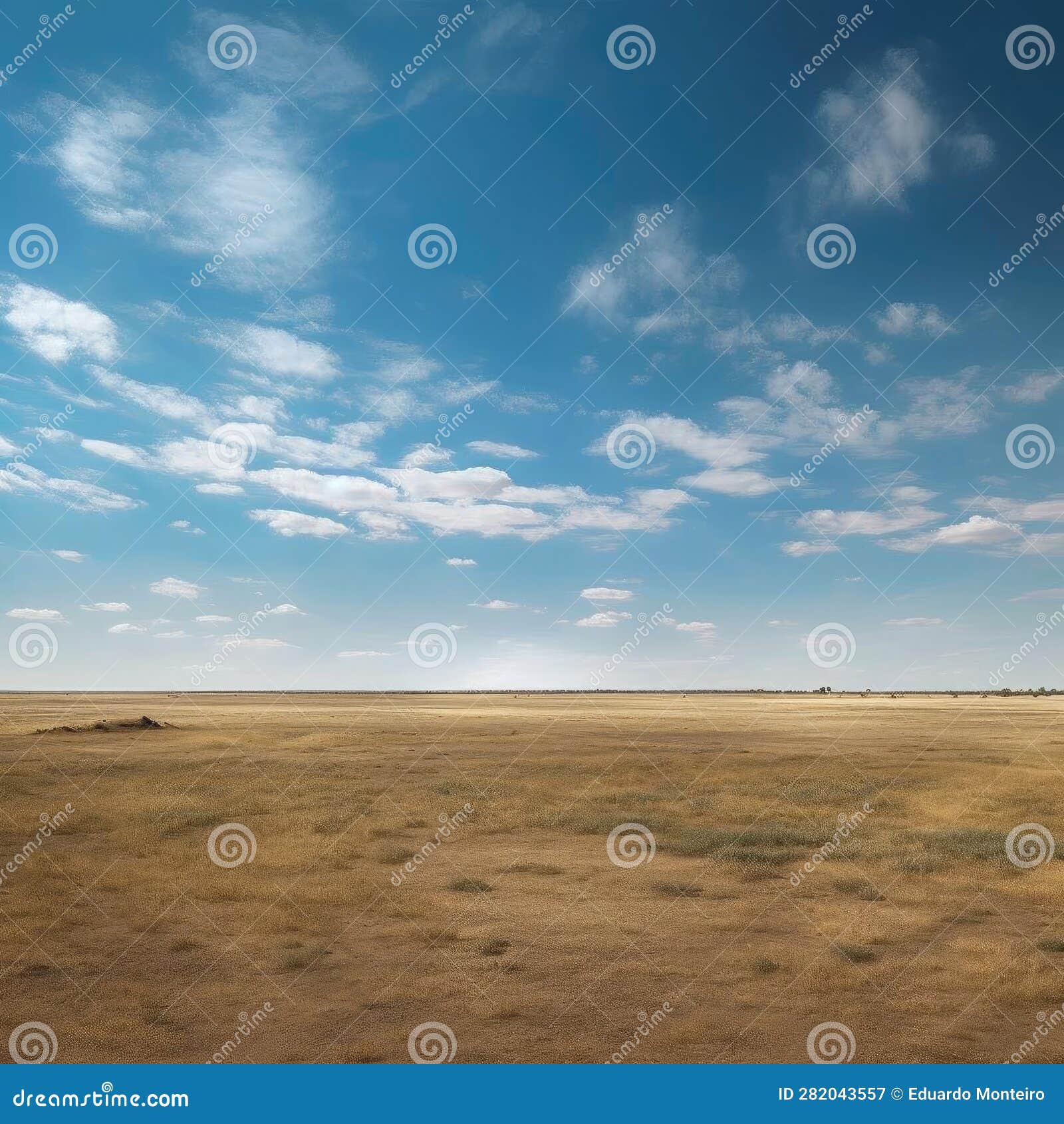 A Vast and Open Plain with a Clear Blue Sky Overhead Stock Illustration ...