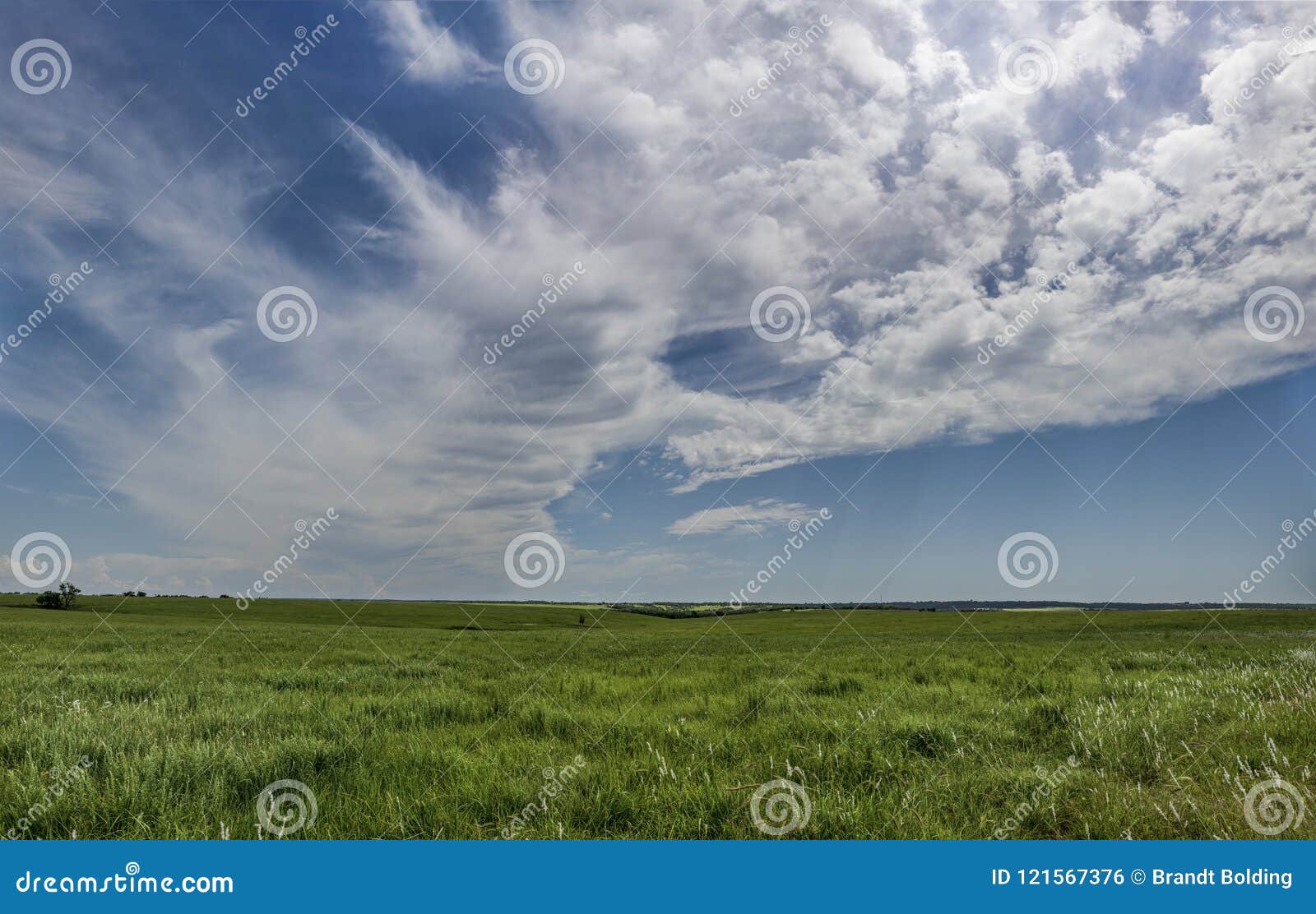 Oklahoma Summer Prairie Panorama Stock Photo - Image of clouds, field ...
