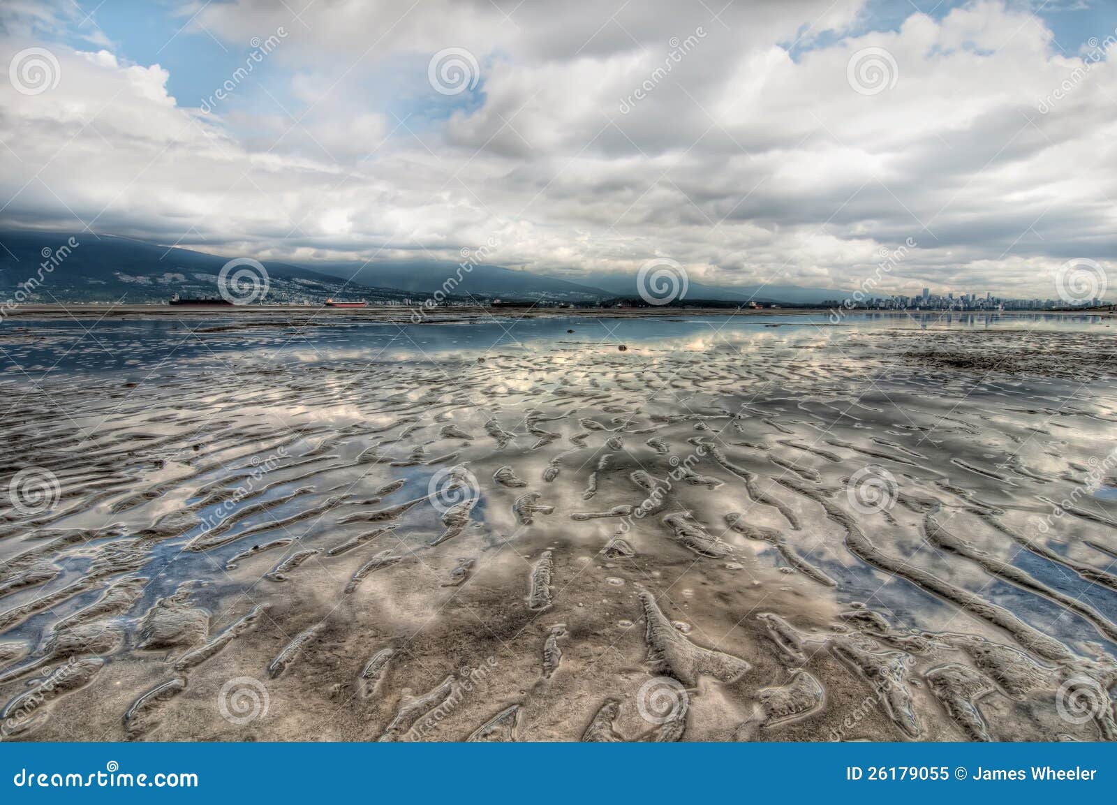 Vast Ripple Beach Landscape with Cloud Reflection Stock Image - Image ...
