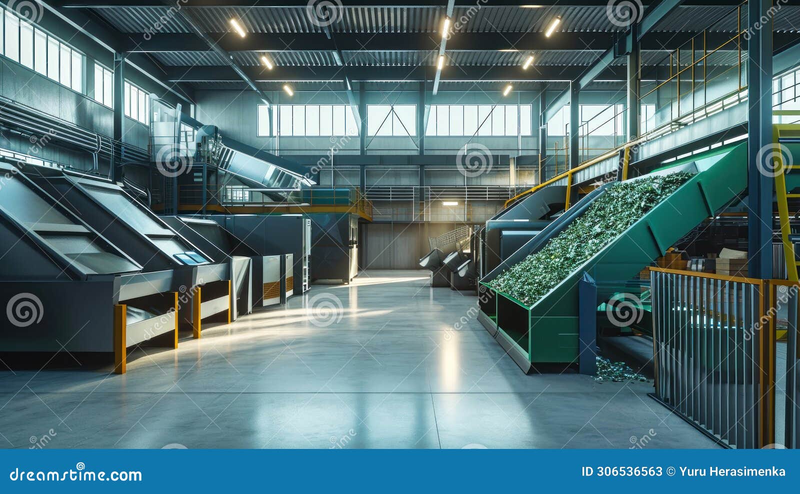 Vast Room Filled with Bottles and Bins at Garbage Processing Plant ...