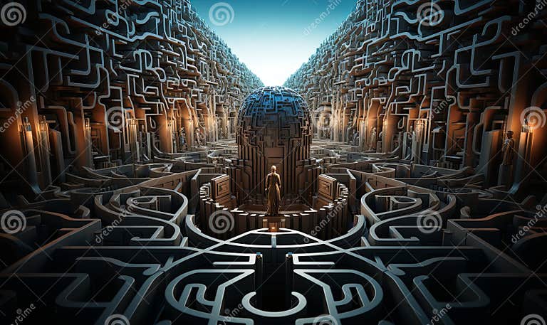 Massive Room Filled with Complex Mazes Stock Image - Image of room ...