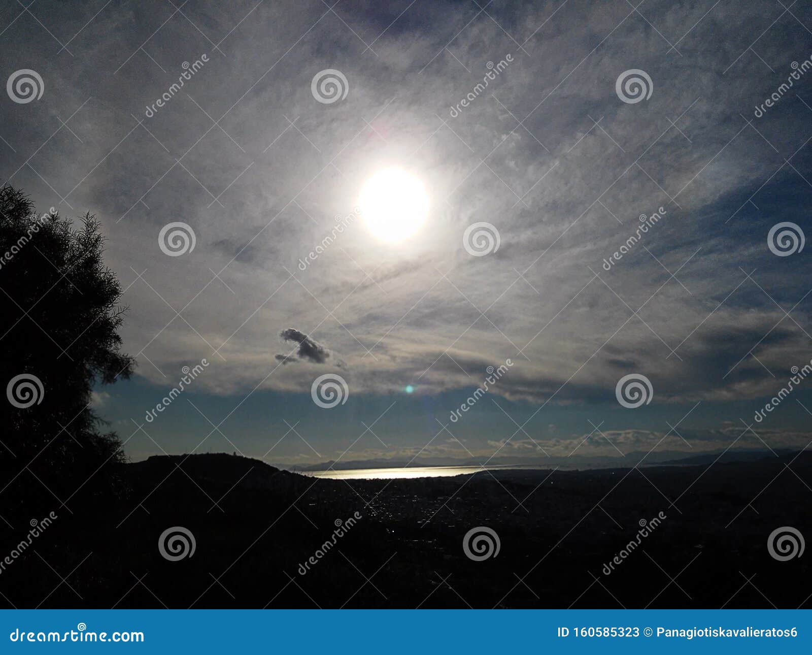 Bright White Sun Shining through a Thin Layer of Clouds Stock Image ...