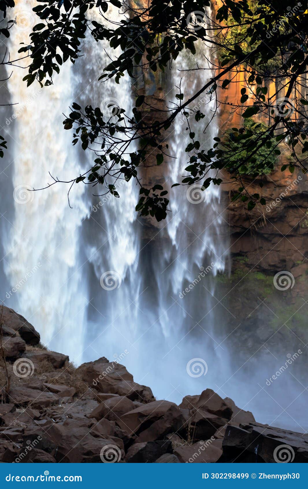 Vast Waterfall As it Cascades Down Stock Image - Image of majestic ...