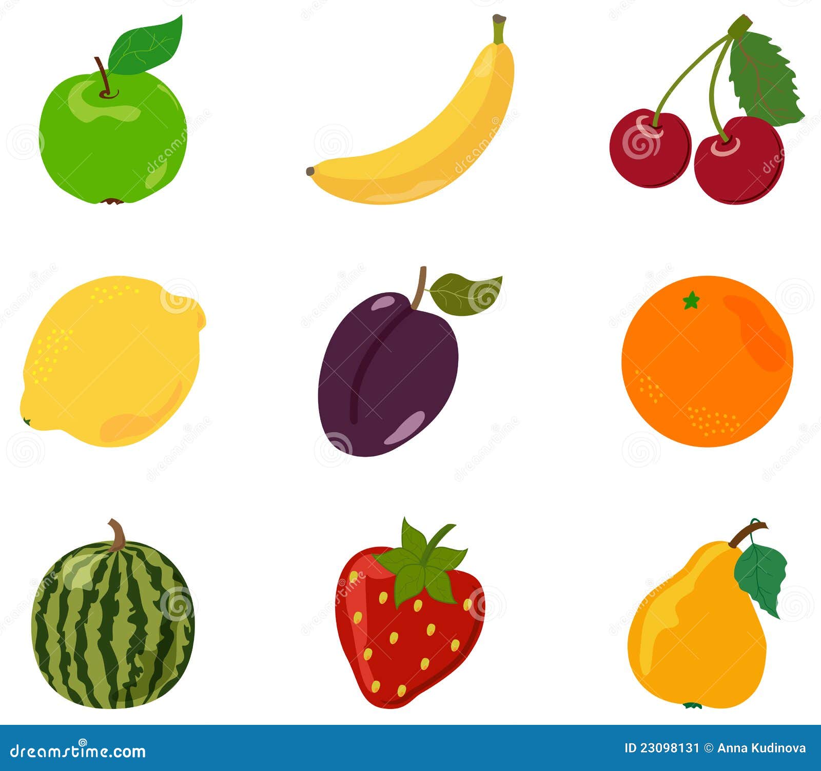 Vastgesteld Fruit, Pictogram Vector Illustratie - Illustration of kleur ...